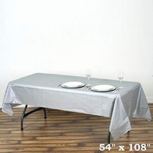 Mountclear 12-Pack Disposable Plastic Tablecloths 54" x 108" Rectangle Table Cover (Silver)