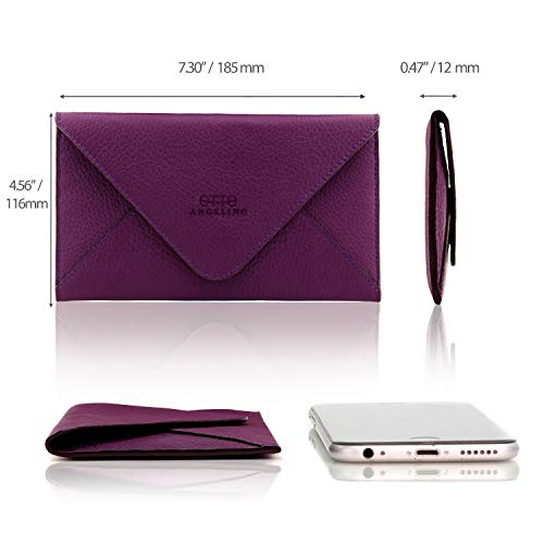 Otto Angelino Slim Genuine Leather Wallet Clutch - Multiple Slots Money, ID, Cards, Smartphone, RFID Blocking - Unisex