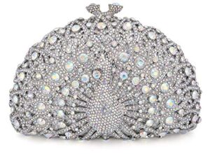 mossmon peacock luxury rhinestone crystal evening clutch bag sparkly bride wedding party purses for women