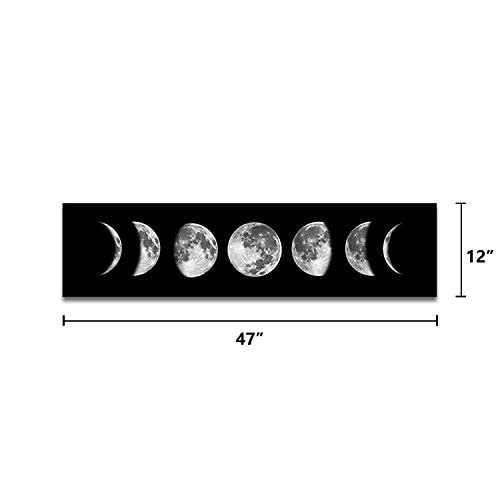 OCIOLI Moon Phase Wall Art Painting, Black and White Moon Canvas Print Poster Wall Art Decoration for Bedroom Living room Office Decoration(UNFRAMED,Black)