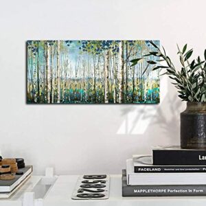 Pogusmavi Green View White Birch Forest Canvas Painting Wall Art Decor Nature Plant Picture Wildlife Trees Landscape Artwork Home Living Room Bedroom Office Wall Decoration Wall Art