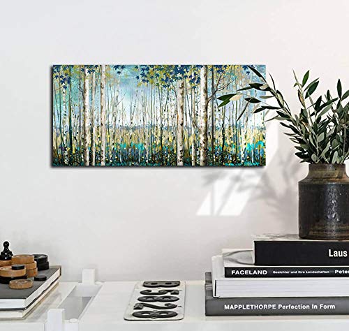 Pogusmavi Green View White Birch Forest Canvas Painting Wall Art Decor Nature Plant Picture Wildlife Trees Landscape Artwork Home Living Room Bedroom Office Wall Decoration Wall Art