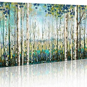 Pogusmavi Green View White Birch Forest Canvas Painting Wall Art Decor Nature Plant Picture Wildlife Trees Landscape Artwork Home Living Room Bedroom Office Wall Decoration Wall Art