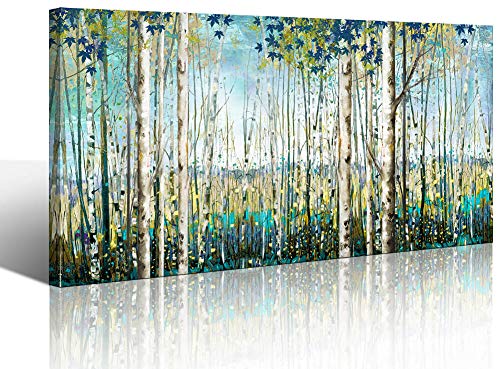 Pogusmavi Green View White Birch Forest Canvas Painting Wall Art Decor Nature Plant Picture Wildlife Trees Landscape Artwork Home Living Room Bedroom Office Wall Decoration Wall Art