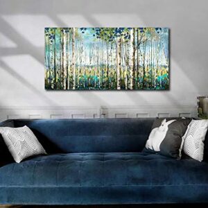 Pogusmavi Green View White Birch Forest Canvas Painting Wall Art Decor Nature Plant Picture Wildlife Trees Landscape Artwork Home Living Room Bedroom Office Wall Decoration Wall Art