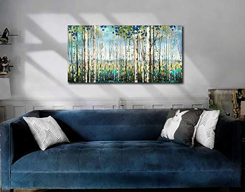 Pogusmavi Green View White Birch Forest Canvas Painting Wall Art Decor Nature Plant Picture Wildlife Trees Landscape Artwork Home Living Room Bedroom Office Wall Decoration Wall Art