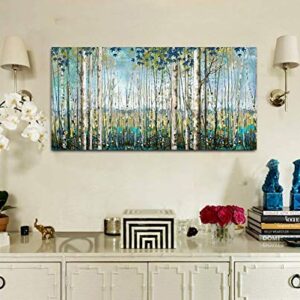 Pogusmavi Green View White Birch Forest Canvas Painting Wall Art Decor Nature Plant Picture Wildlife Trees Landscape Artwork Home Living Room Bedroom Office Wall Decoration Wall Art