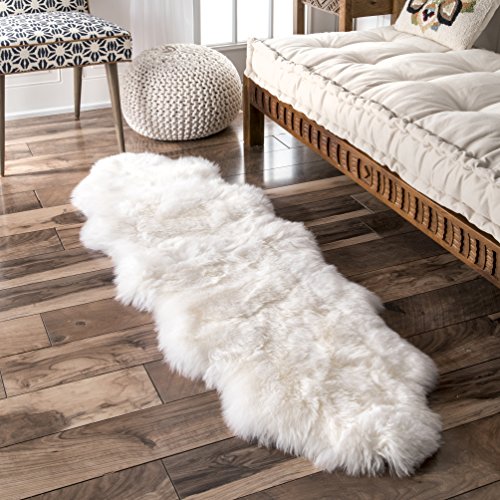 nuLOOM Sheepskin Natural Double Pelt Shag Accent Rug, 1' 10" x 5' 7", Natural