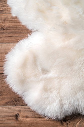 nuLOOM Sheepskin Natural Double Pelt Shag Accent Rug, 1' 10" x 5' 7", Natural