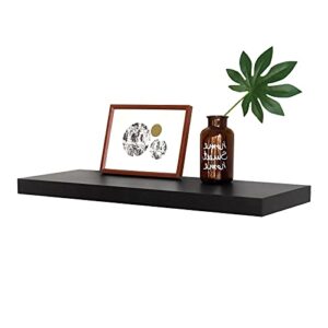 WELLAND 12" Deep Espresso Floating Shelf, Wall Shelf Display Floating Shelf, 35.43" L x 11.81" D x 2" T, Deeper Than Others, Espresso