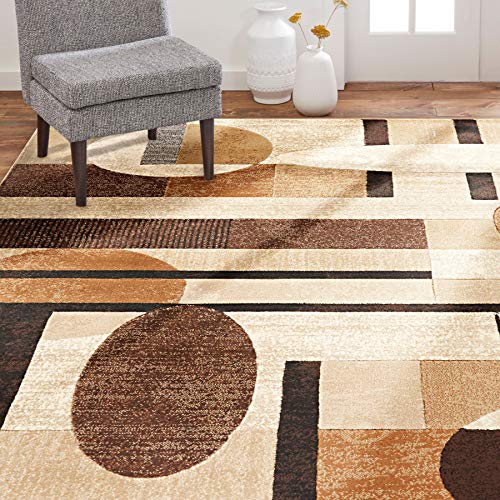 Home Dynamix Tribeca Jasmine Modern Area Rug, Abstract Brown/Beige 5'2"x7'2"