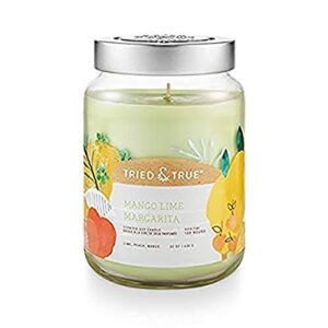 tried & true mango lime margarita, 22.2 oz. candle, green