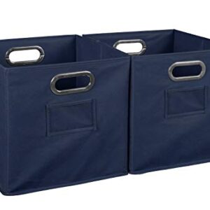 Cheer Home Storage Set of 2 Foldable Fabric Cube Storage Bins- Navy Blue