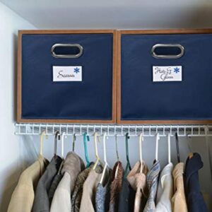 Cheer Home Storage Set of 2 Foldable Fabric Cube Storage Bins- Navy Blue