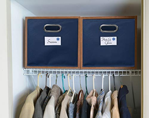 Cheer Home Storage Set of 2 Foldable Fabric Cube Storage Bins- Navy Blue