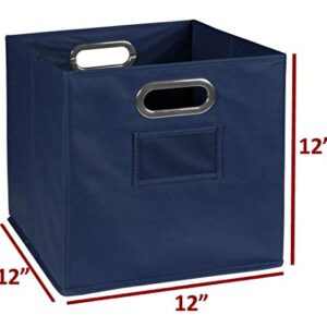 Cheer Home Storage Set of 2 Foldable Fabric Cube Storage Bins- Navy Blue