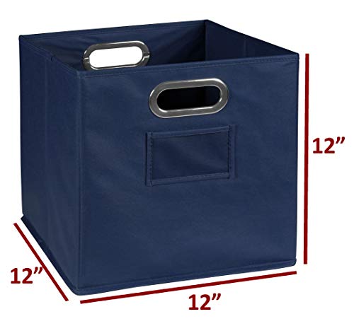 Cheer Home Storage Set of 2 Foldable Fabric Cube Storage Bins- Navy Blue