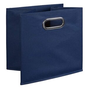 Cheer Home Storage Set of 2 Foldable Fabric Cube Storage Bins- Navy Blue