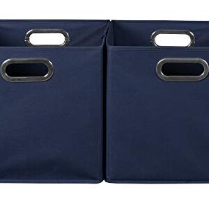 Cheer Home Storage Set of 2 Foldable Fabric Cube Storage Bins- Navy Blue