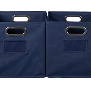 Cheer Home Storage Set of 2 Foldable Fabric Cube Storage Bins- Navy Blue