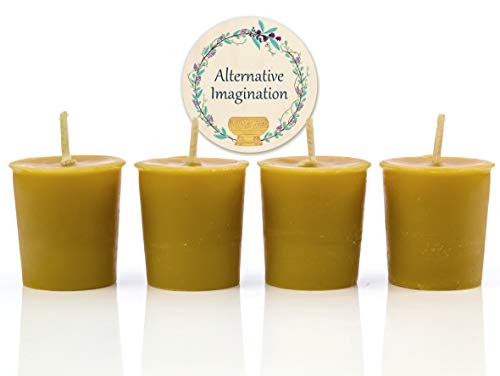 Alternative Imagination Premium 100% Pure, Natural Beeswax Votive Candles - Pack of 4