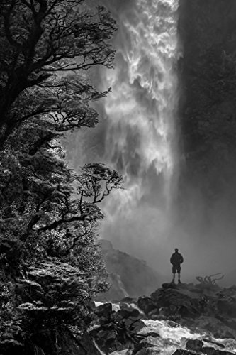 Devils Punchbowl Waterfall Falls Black and White Landscape Photo Photograph Cool Wall Decor Art Print Poster 24x36