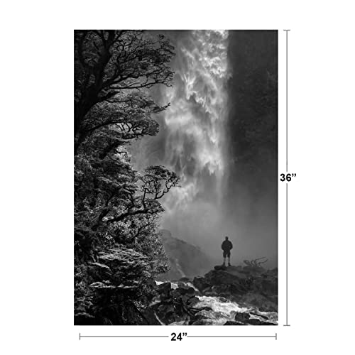 Devils Punchbowl Waterfall Falls Black and White Landscape Photo Photograph Cool Wall Decor Art Print Poster 24x36