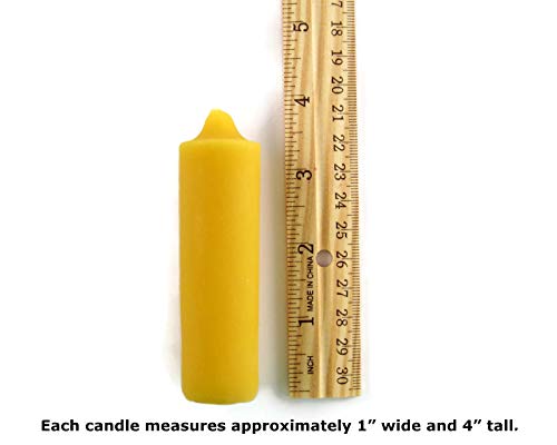 Eight (8) Hand Poured Solid Beeswax Candles in Natural - Each Candle Measures Approximately 1" x 4" - 100% Beeswax Candles by Toadily Handmade - Made in The USA