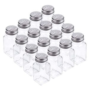 tebery 16 pack clear salt and pepper shakers glass set, retro style glass spice shakers with stainless tops