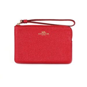 coach crossgrain leather corner zip wristlet true red