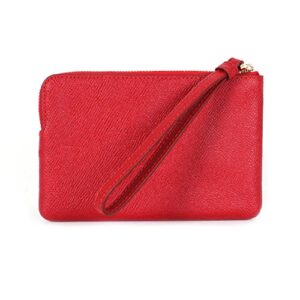 Coach Crossgrain Leather Corner Zip Wristlet True Red