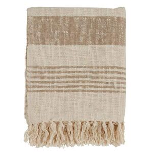 striped cotton throw with tasseled trim