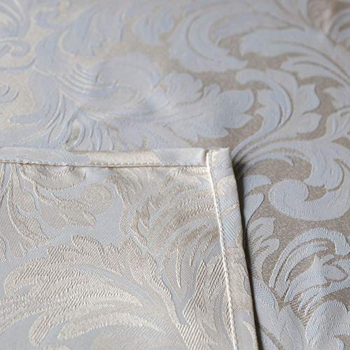 Lahome Elegant Damask Jacquard Tablecloth - Polyester Fabric Spillproof Water Resistant Washable Table Cover for Kitchen Dining Room Wedding Party Home Decor (Beige, Rectangle - 60" x 120")