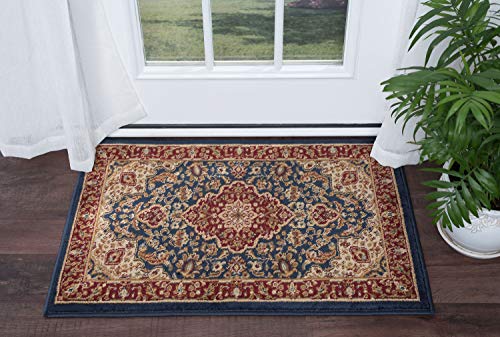 Kirsten Traditional Oriental Navy Scatter Mat Rug, 2' x 3'