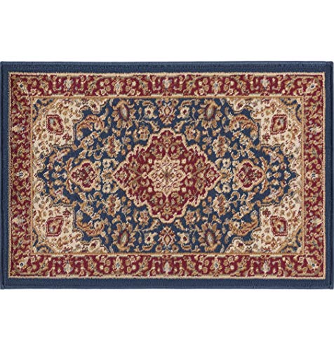 Kirsten Traditional Oriental Navy Scatter Mat Rug, 2' x 3'