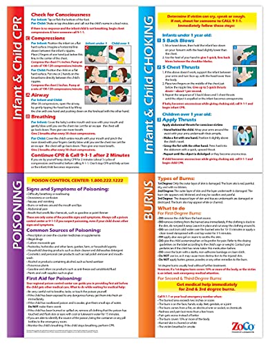 First Aid Poster for Infants and Children - Laminated, 17 x 22 inches - CPR, Choking, Poison, Burns - Heimlich Maneuver - School Nurse, Pre School, Daycare, Baby Supplies