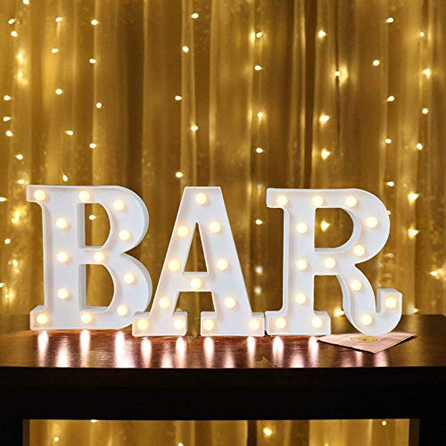 BAR - Illuminated Marquee Bar Sign - Lighted LED Marquee Word Sign - Pre-Lit Pub Bar Sign Light Battery Operated (23.03-in x 8.66-in)