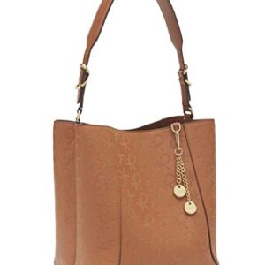 Calvin Klein Denver Perforated Montego Logo Hobo Shoulder Bag, Caramel Perf