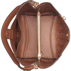 Calvin Klein Denver Perforated Montego Logo Hobo Shoulder Bag, Caramel Perf