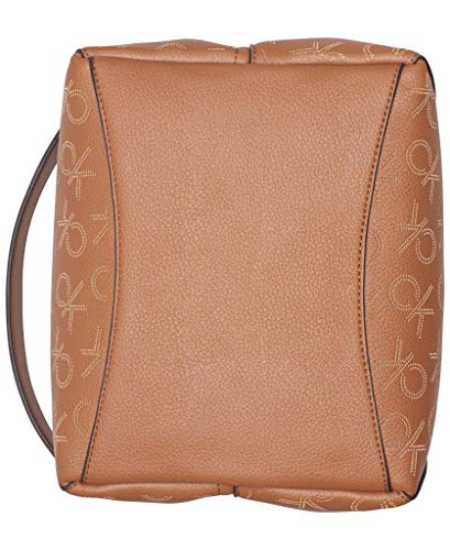 Calvin Klein Denver Perforated Montego Logo Hobo Shoulder Bag, Caramel Perf