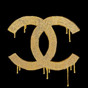 buyartforless chanel gold lust by pop queen 12×12 graphic art canvas, black