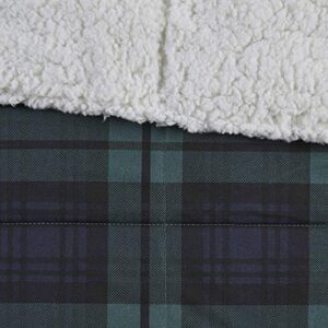 Woolrich Brewster Luxury Softspun Down Alternative Filled Throw Navy Green 50x70 Plaid Premium Soft Cozy Cozy Spun For Bed, Couch or Sofa