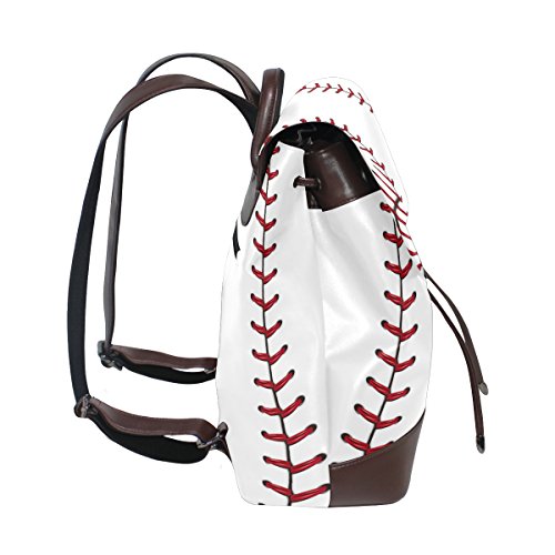 Baseball Backpack Purse PU Leather, Sports Ball Print Backpack Shoulder Bag Travel Daypack for Women Ladies