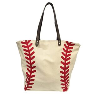 cocomo soul baseball canvas tote bag handbag large oversize shopping bag travel bag baseball purse sports bag 20 x 17 inches