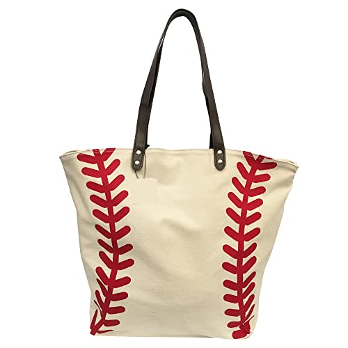 Cocomo Soul Baseball Canvas Tote Bag Handbag Large Oversize Shopping Bag Travel Bag Baseball Purse Sports Bag 20 x 17 Inches