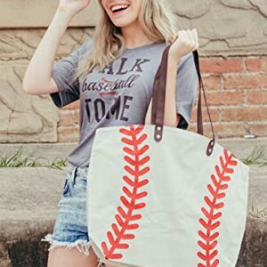 Cocomo Soul Baseball Canvas Tote Bag Handbag Large Oversize Shopping Bag Travel Bag Baseball Purse Sports Bag 20 x 17 Inches