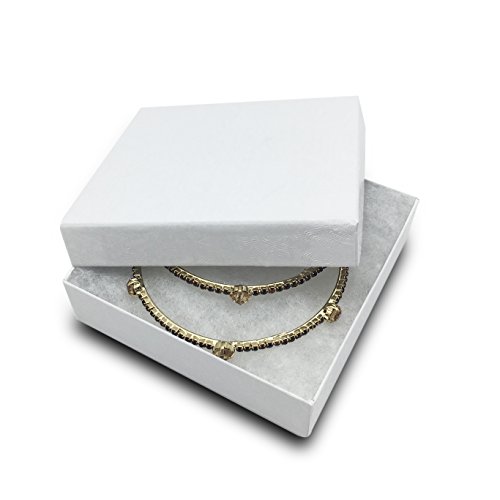 TheDisplayGuys 25-Pack #33 Cotton Filled Cardboard Paper Jewelry Box Gift Case - Swirl White (3 1/2" x 3 1/2" x 1")