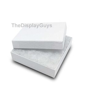 TheDisplayGuys 25-Pack #33 Cotton Filled Cardboard Paper Jewelry Box Gift Case - Swirl White (3 1/2" x 3 1/2" x 1")