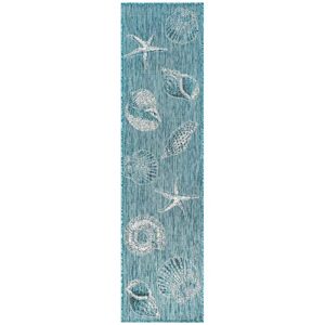 liora manne shells aqua indoor outdoor area rug, 1’11” x 7’6″