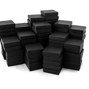 TheDisplayGuys 25-Pack #53 Cotton Filled Cardboard Paper Jewelry Box Gift Case - Matte Black (5 7/16" x 3 15/16" x 1")